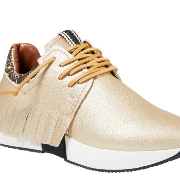 ShuShop | Shoes | New Shushop Gold Sneakers With Fringe Sparkle | Poshmark